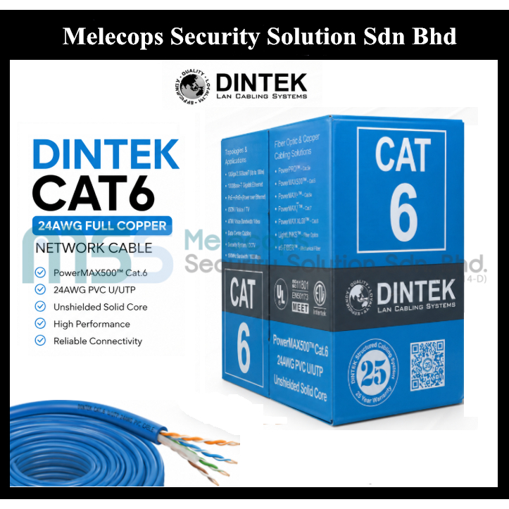 DINTEK CAT6 24AWG PVC Full Copper Network Cable (305m) | Shopee Malaysia