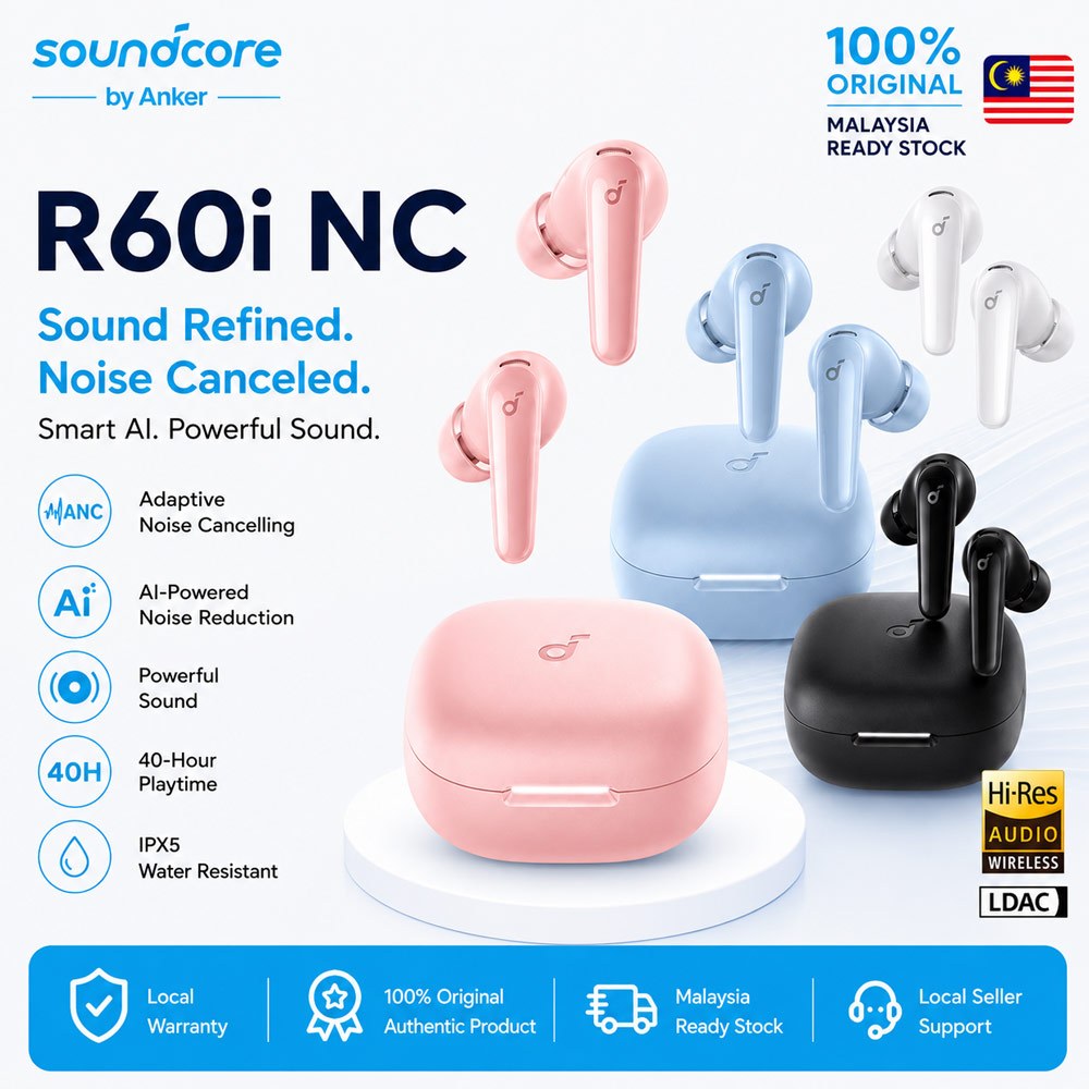 Soundcore by Anker R60i NC Wireless Earbuds Adaptive Noise Cancelling ...