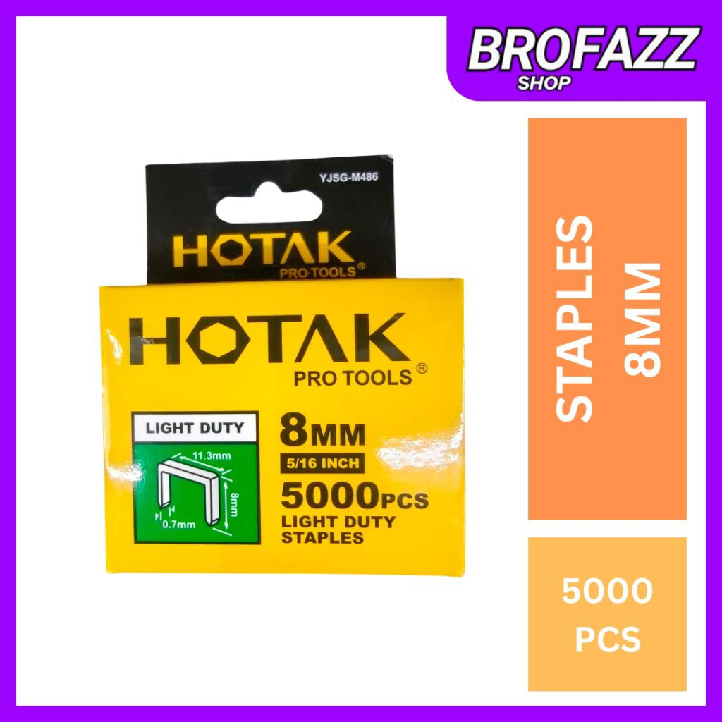 HOTAK Light Duty Staples M 8mm (8x11.3x0.7 mm) 5000 Pcs | Shopee Malaysia