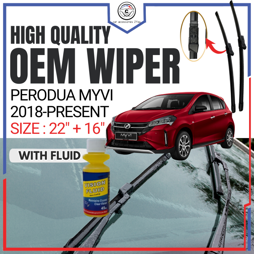 Perodua Myvi 2018-2025 OEM Front Windshield Wiper High Quality 22" + 16 ...