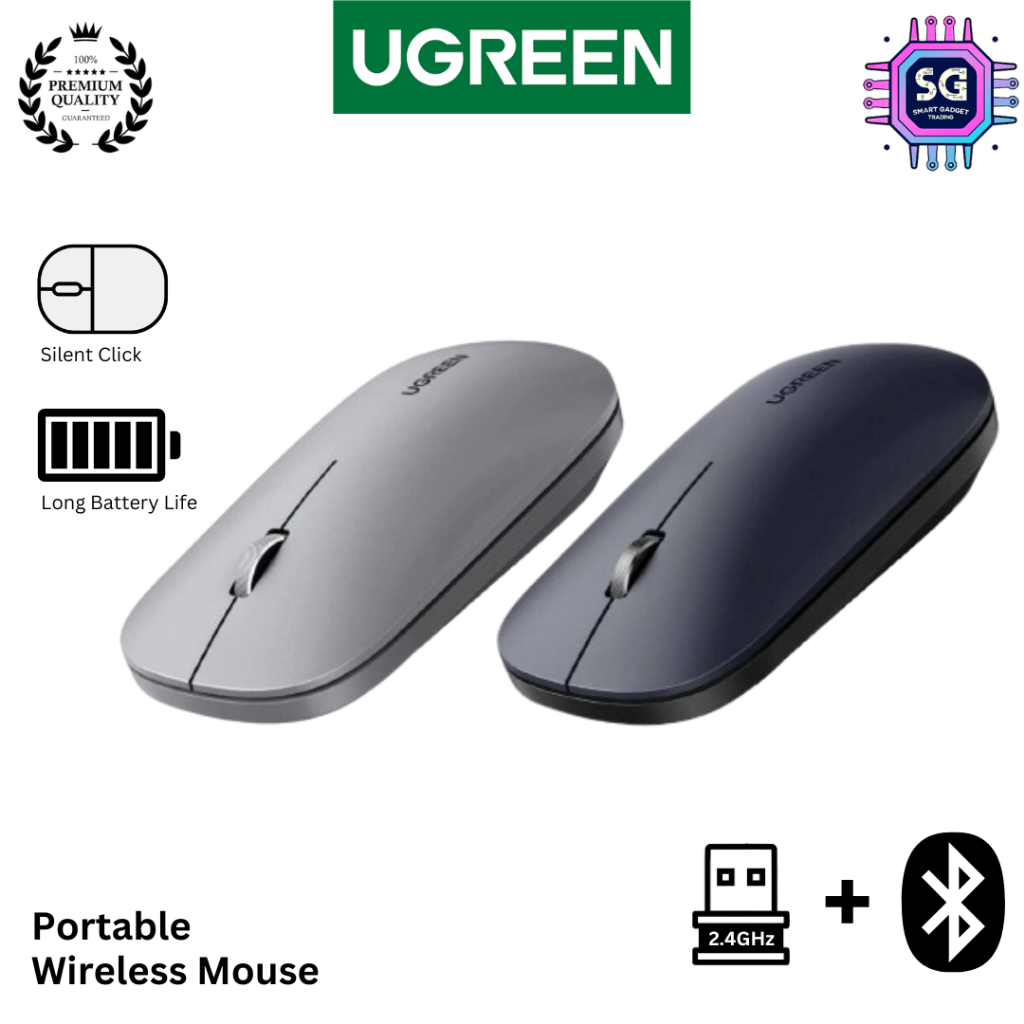 UGREEN Wireless Silent Mouse Thin Slim Quiet 2.4G Wireless Mouse [BLACK ...