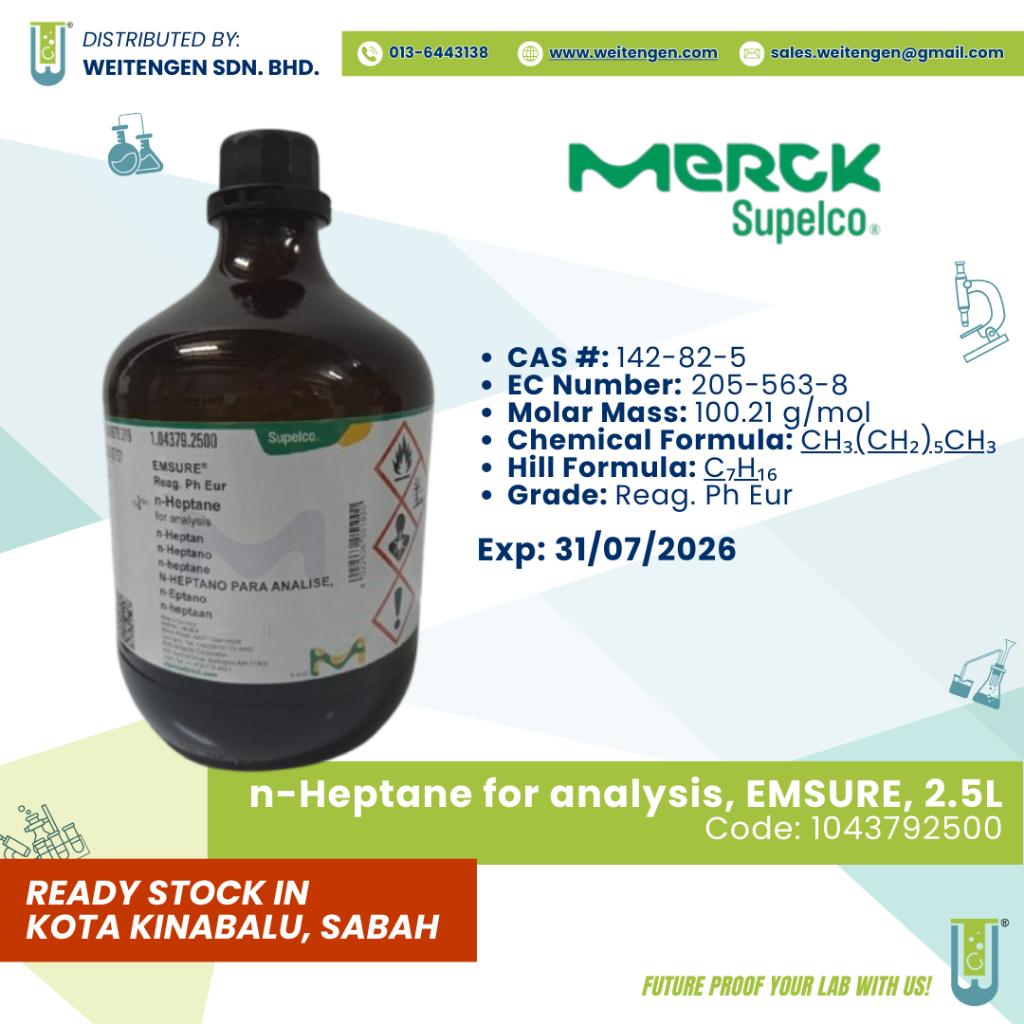 [READY STOCK] n-Heptane for analysis Supelco MERCK, 2.5L | Shopee Malaysia
