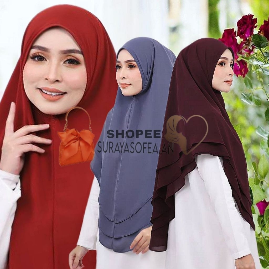 Khimar 3 Layer Labuh / Tudung Sarung Labuh Umrah Haji | Shopee Malaysia