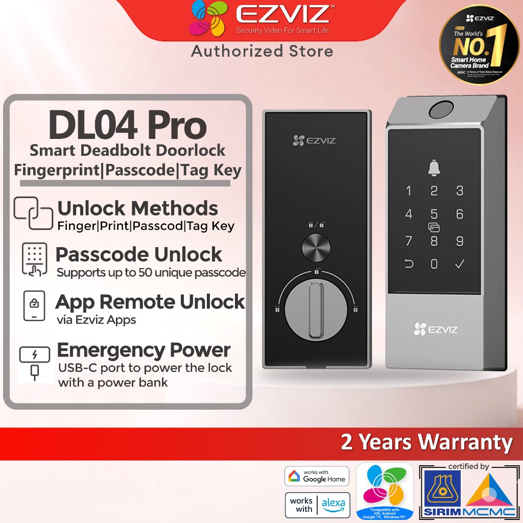 EZVIZ DL04 WiFi Smart Fingerprint Bolt Lock Weatherproof | Shopee Malaysia