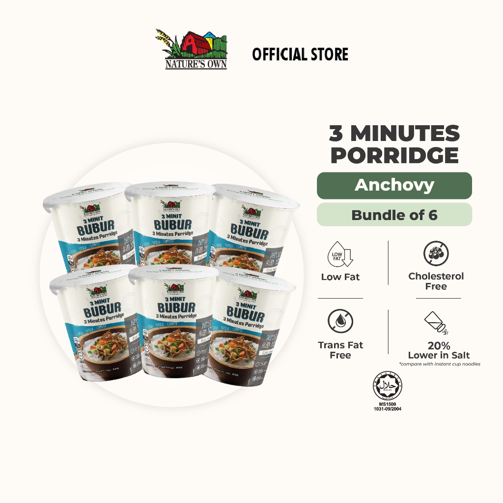 NATURE'S OWN Bubur Segera - Ikan Bilis / Instant Cup Porridge - Anchovy ...