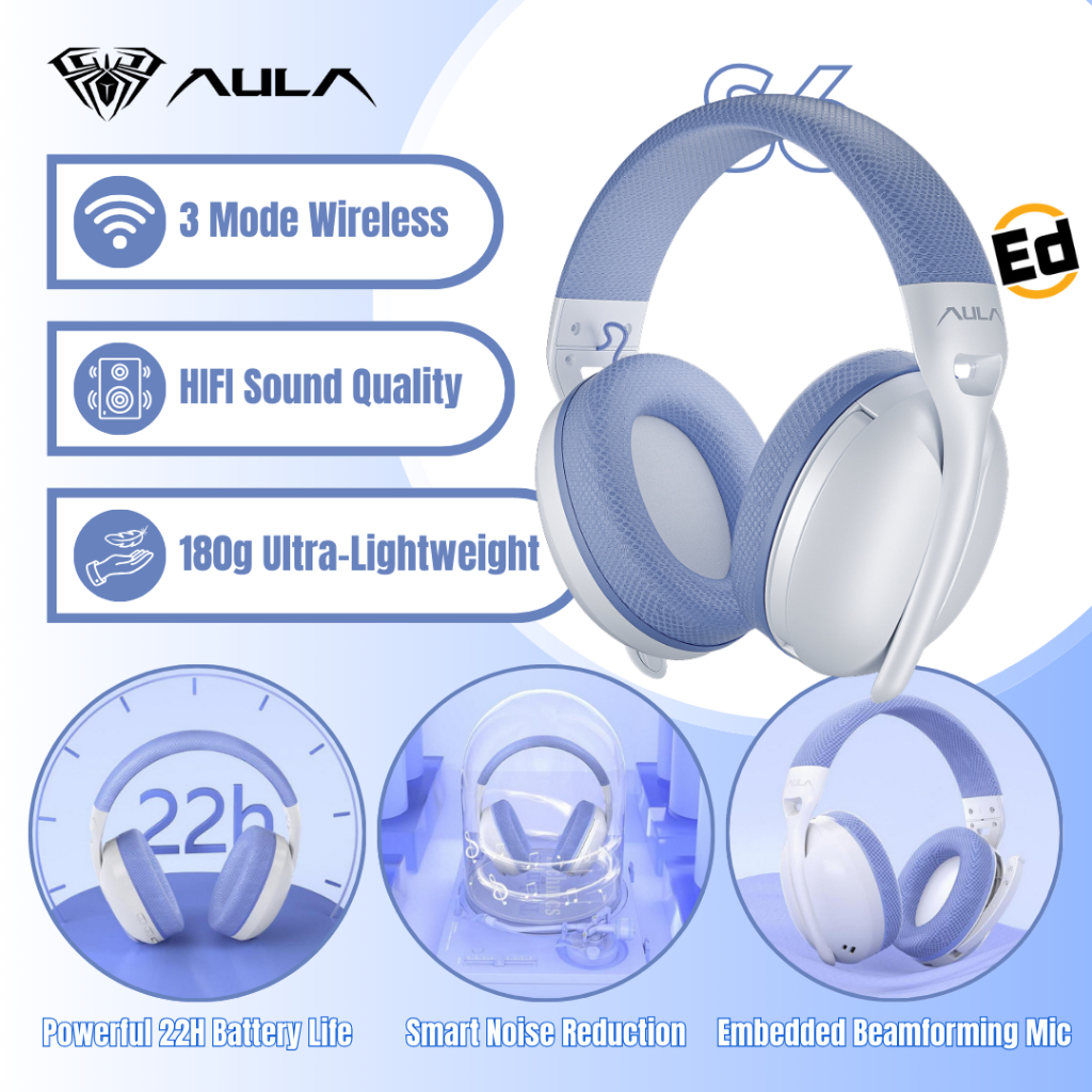 Aula S6 Wireless Headphone 3 Mode 2.4g /Bluetooth 5.3 /Wired ...