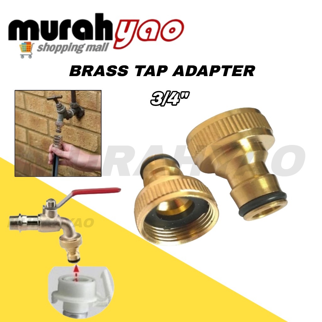 Brass Tap Adapter 3/4" Garden Tap & Washing Machine Connector ...