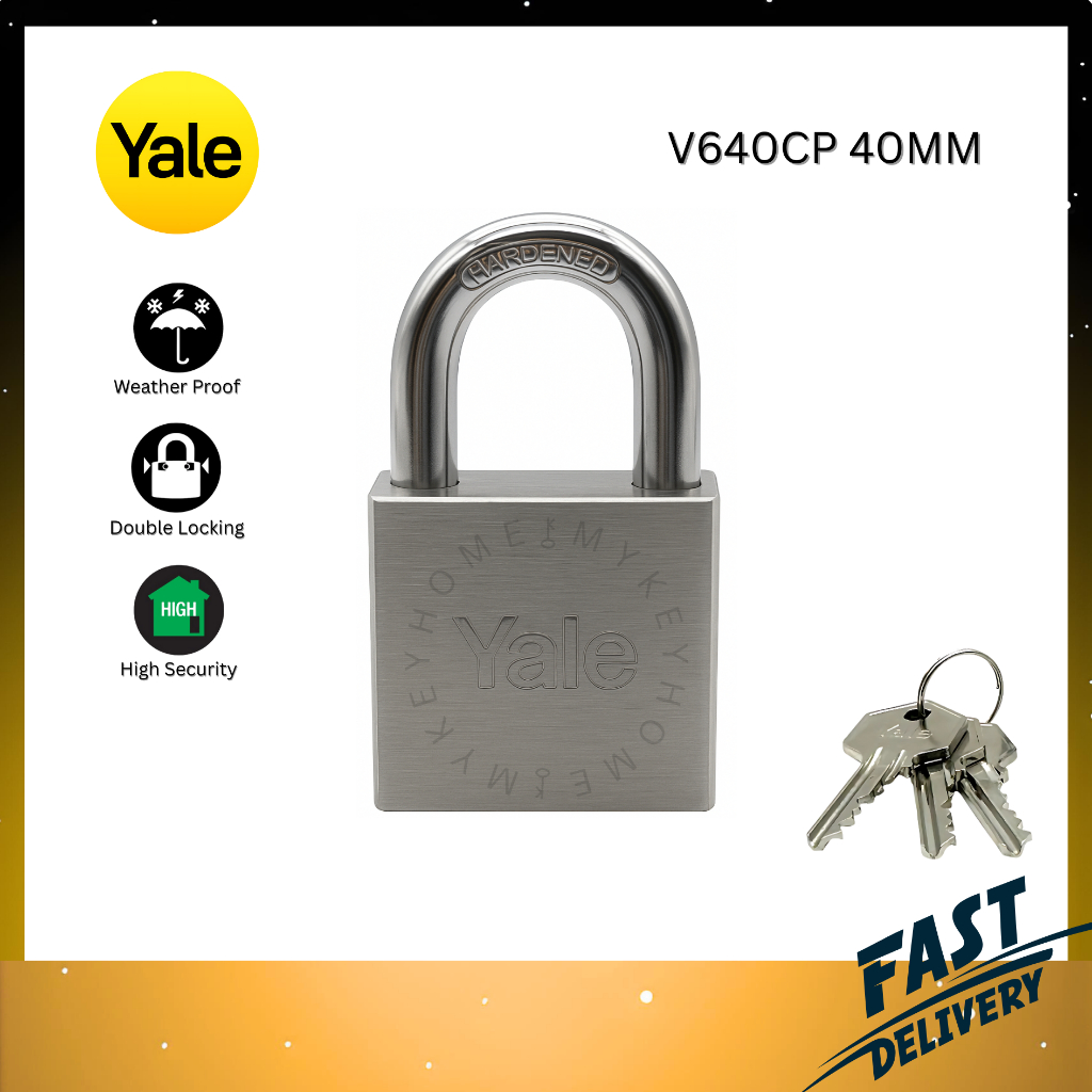 Yale Heavy Duty Padlock V640CP 40mm Weatherproof Anti-Rust | Shopee ...