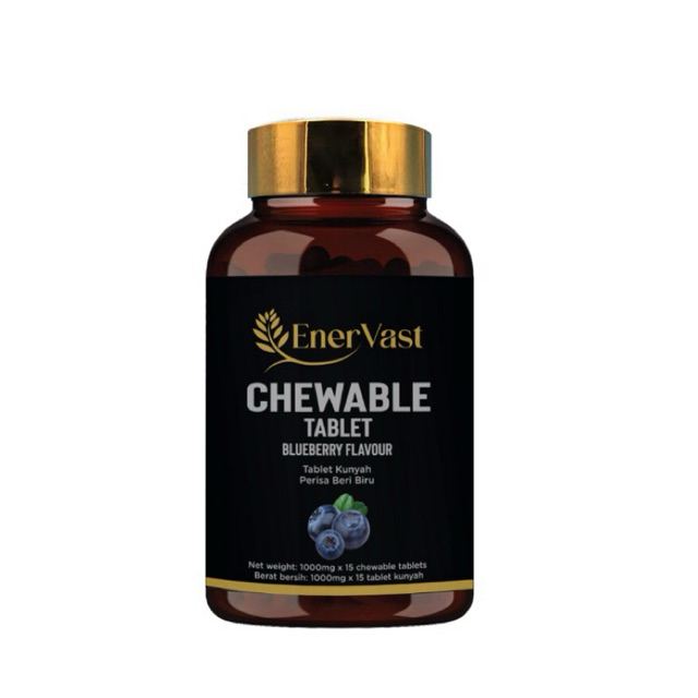 Enervast Chewable 15 Tablet - Blueberry (Sembelit, Buasir, Detox ...