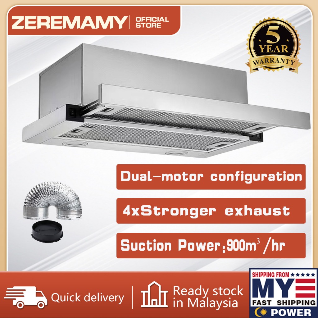 5 Year Warranty🔥Powerful Range Hood Kitchen Cooker Cooktops Hood and ...