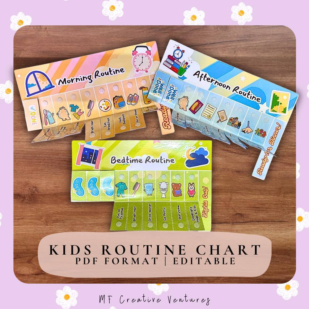 Kids Daily Routine Chart (Softcopy & Editable Canva) | Morning ...