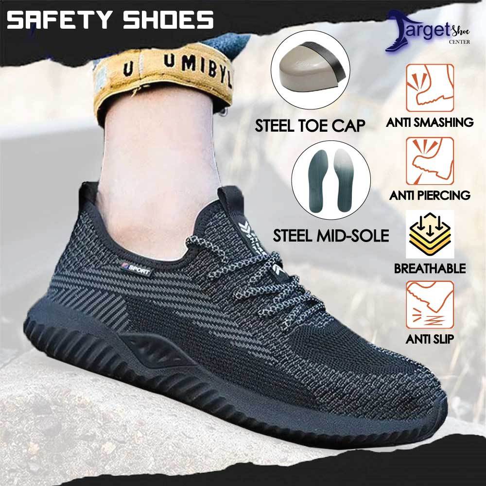 Kasut Safety Shoes Sporty Kasut Keselamatan Ringan Steel Mid-Sole Anti ...