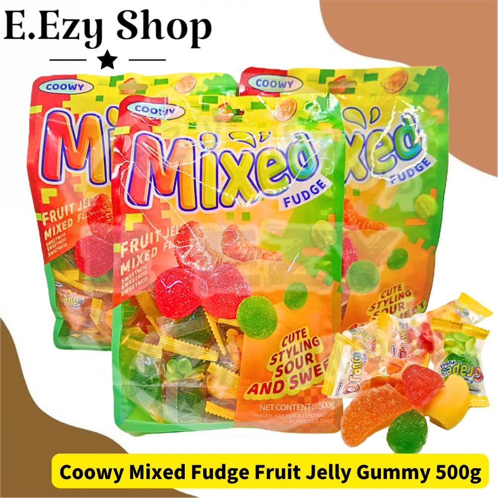 Coowy Mixed Fudge Fruit Jelly Gummy Buah Gummies Gula Gula Bergetah ...