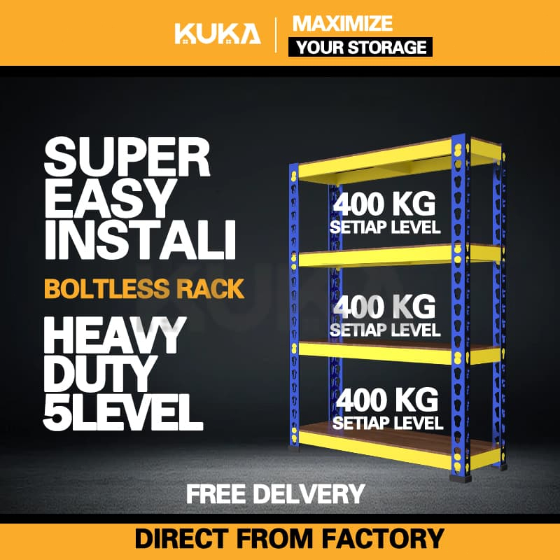 5 Tier Boltless Rack Store Storage Rack Rak Besi Adjustable Serbaguna ...