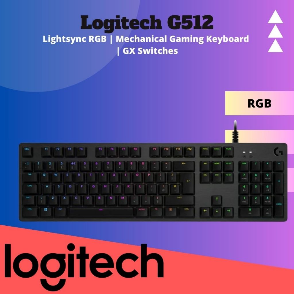 Logitech G512 Carbon Lightsync RGB Mechanical Gaming Keyboard with GX ...