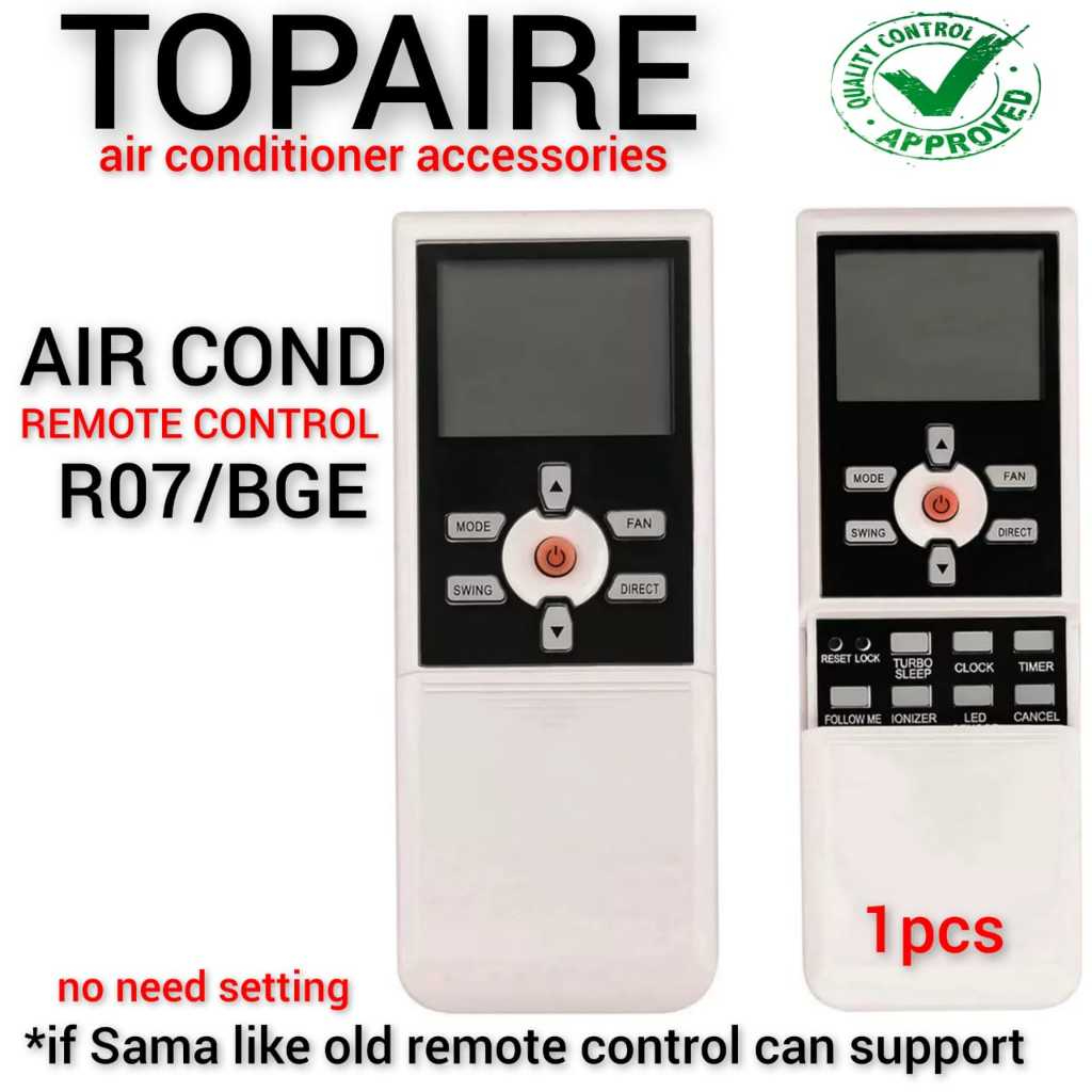 (OEM) Topaire Air Cond Remote Control Replacement Topaire R07/BGE ...