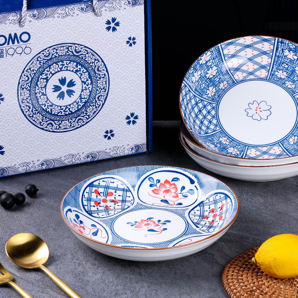 QOMO Bohemian 4pcs Ceramic Rice Plates Set Gift With Box Seramik ...
