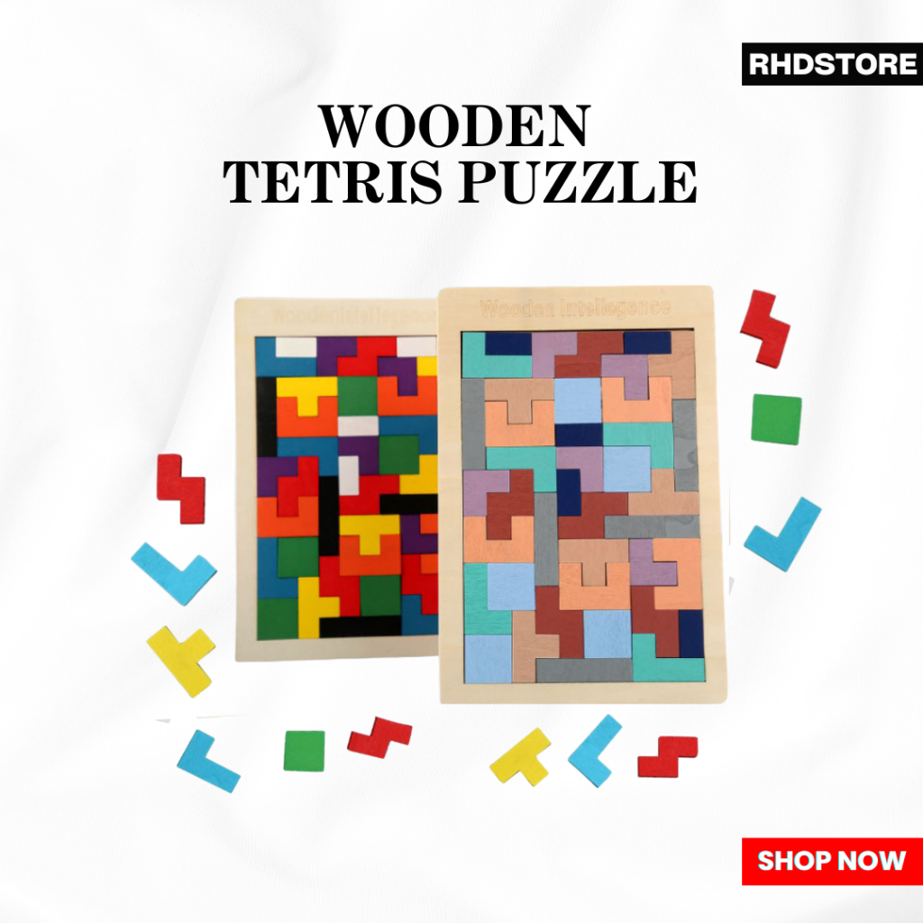 Wooden Tetris Puzzle Educational STEM Toy for Kids Ages 3+ Develops ...