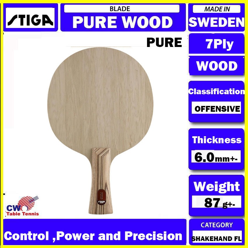 Stiga Pure 7PLY WOOD with exceptional feel in every shot power and ...