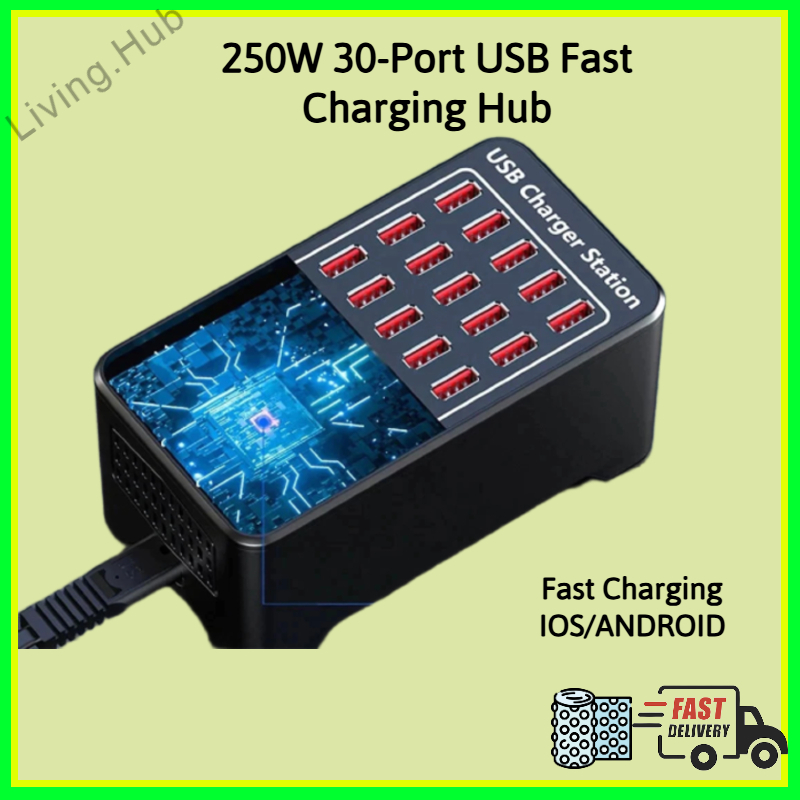 USB Fast and Strong Charging Station 10/20/30/50 USB Port | UK Plug ...