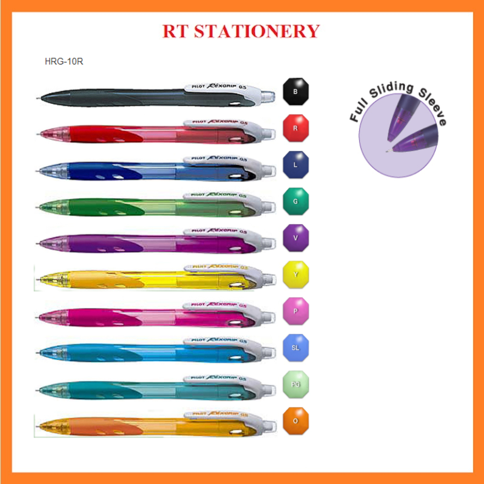 Pilot Rexgrip Mechanical Pencil HRG10R5 Eight Pastel Colour 0.5/0.7mm ...