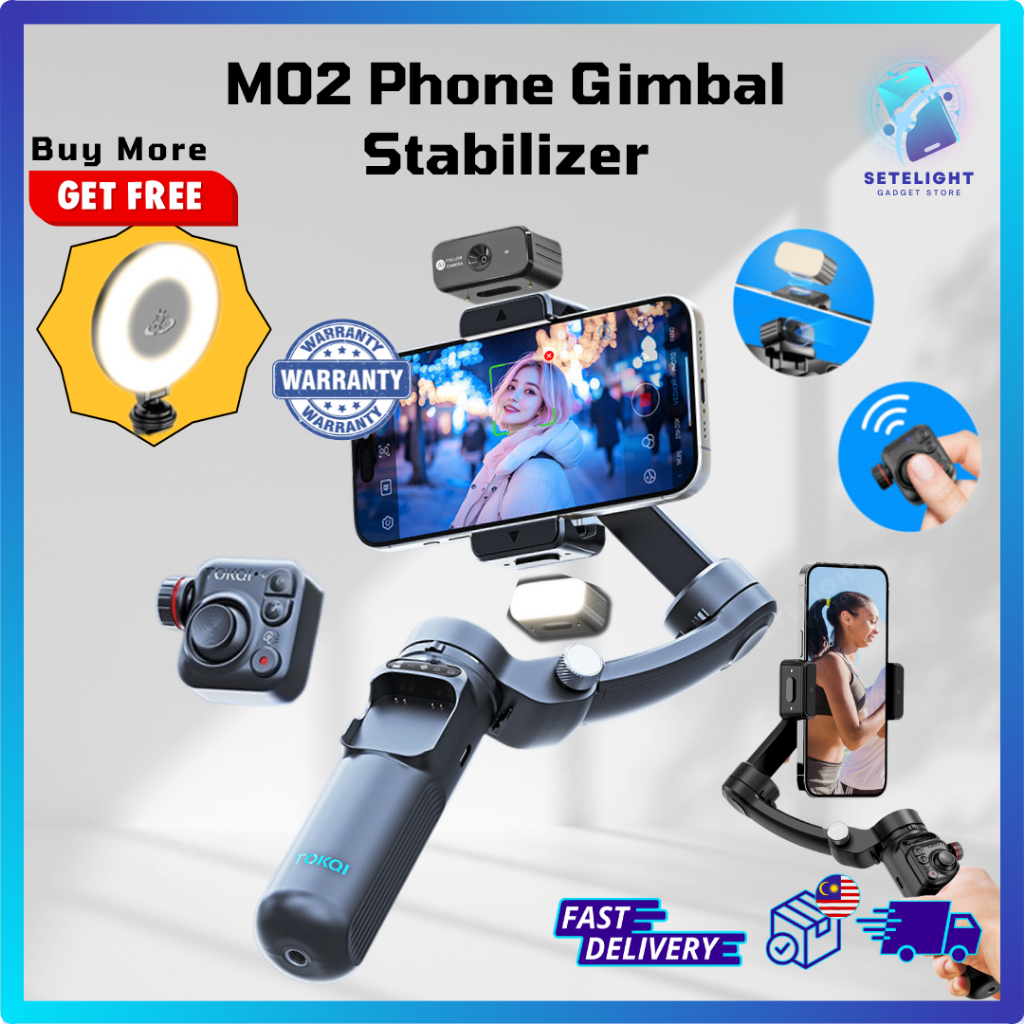 M02 Stabilizer Phone 3-Axis Phone Gimbal with Fill Light AI Tracker ...