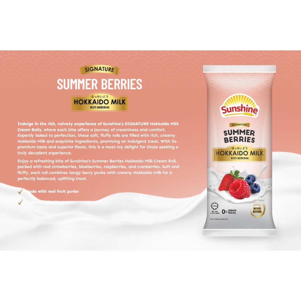 Sunshine Bread Roti SUMMER BERRIES Hokkaido Milk Cream Roll ...
