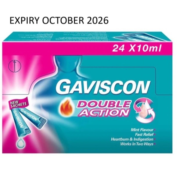 (AUTHENTIC) GAVISCON DOUBLE ACTION LIQUID SACHET 24X10ML 1 BOX (EXPIRY ...