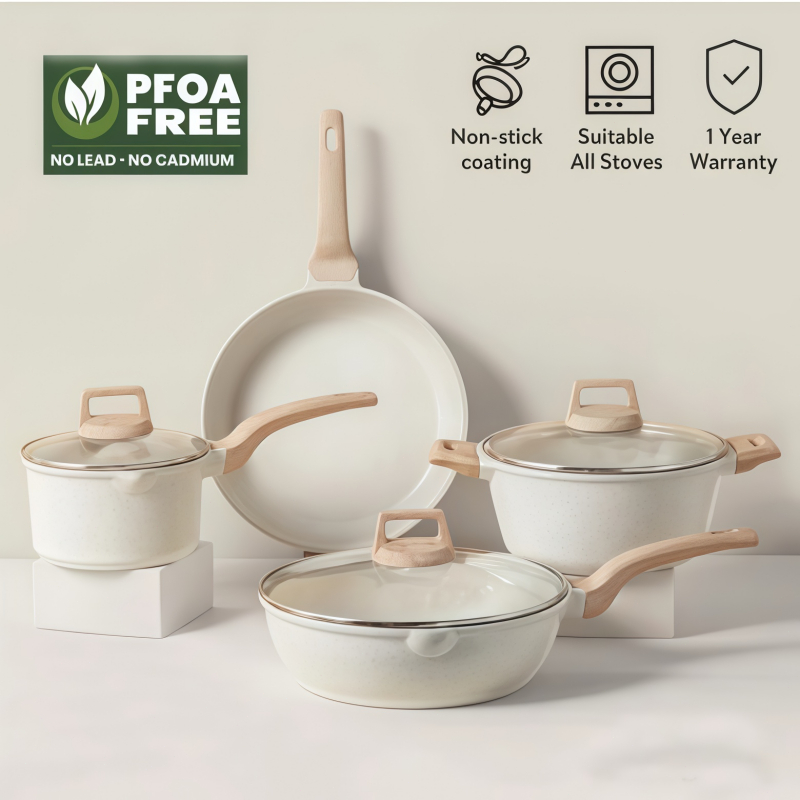 4 non stick cookware sets without PFOA non stick coating, milk pot with ...