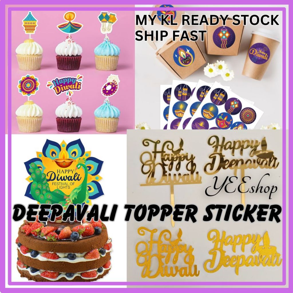 | Cake Decoration | Happy Deepavali Diwali Acrylic Paper Cake Topper ...