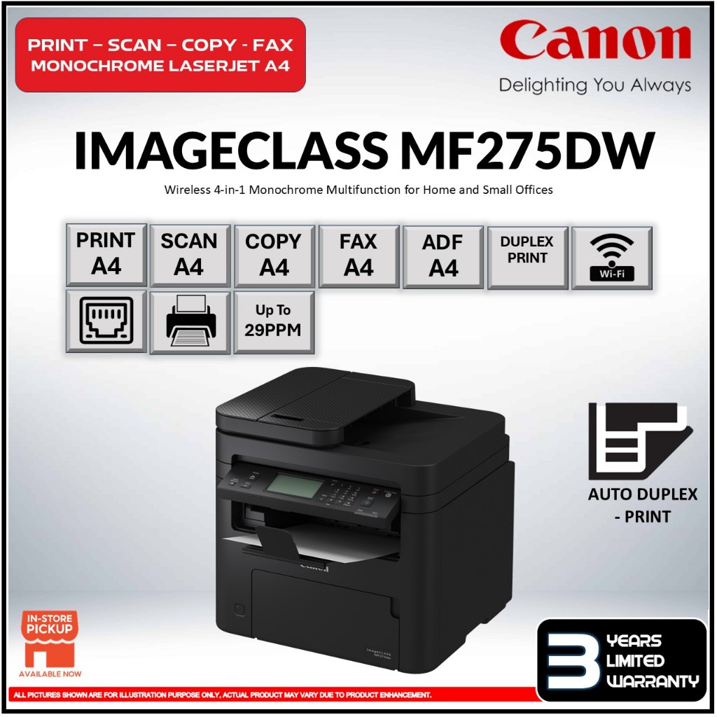 Canon imageCLASS MF275dw – Wireless 4in1 Monochrome Multifunction Laser ...