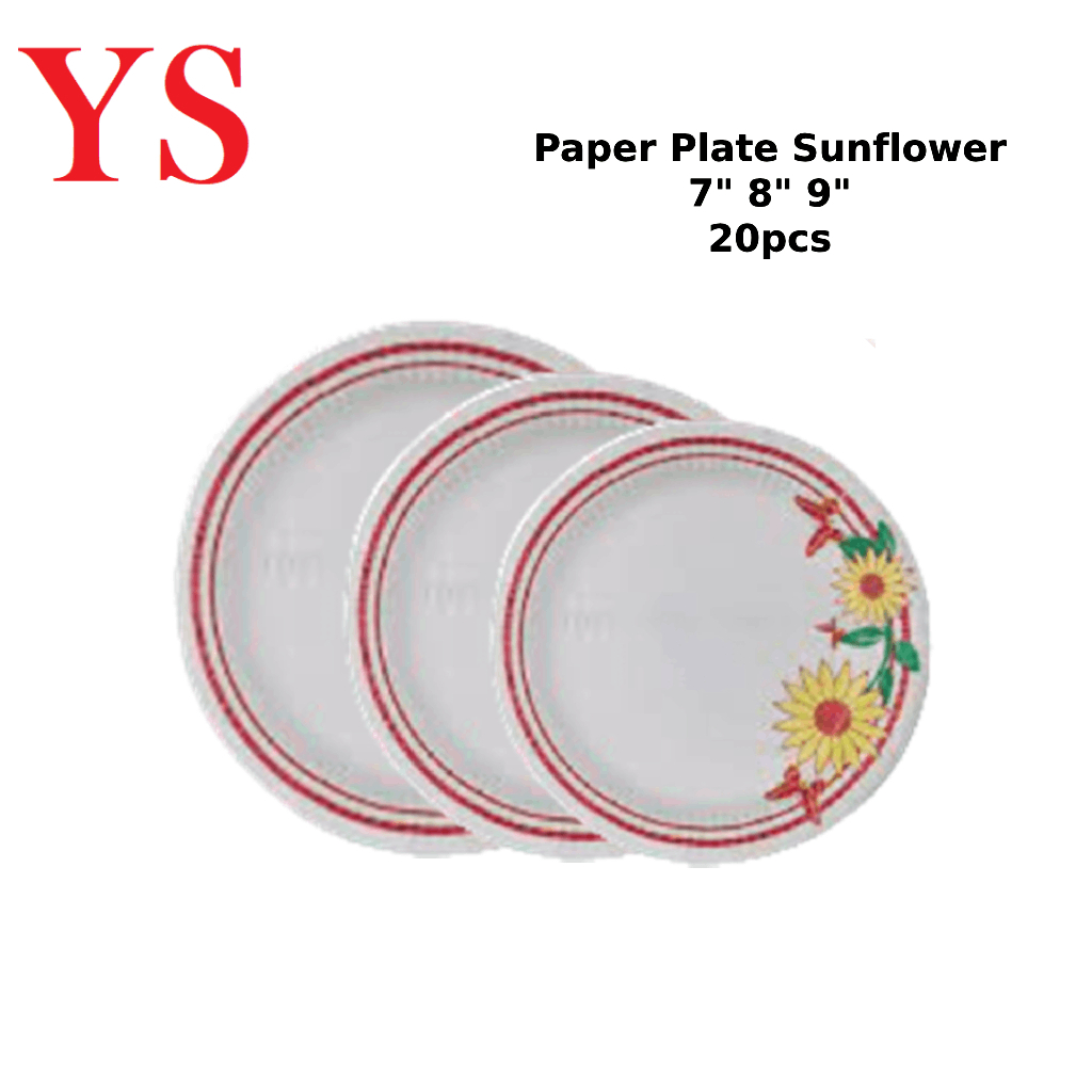 Sunflower Paper Plate 7" 8" 9" (20pcs) | Pinggan Kertas | Disposable ...