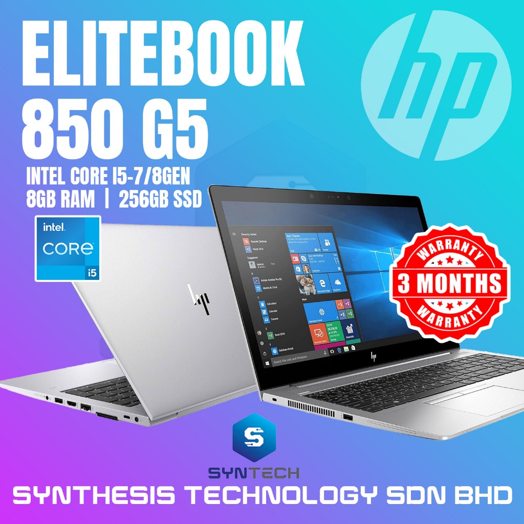 HP ELITEBOOK 850 G5 INTEL I5-7/8 GEN 8GB RAM + 256GB SSD REFURBISHED ...