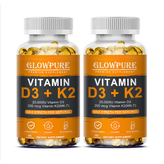 GLOWPURE Vitamin D3 K2 Capsule Promotes Strong Bones, Calcium ...