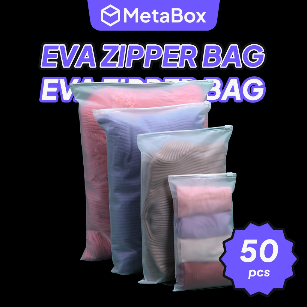50pcs Frosted Pakaian Baju Beg Simpan Waterproof EVA Zipper Bag Ziplock ...