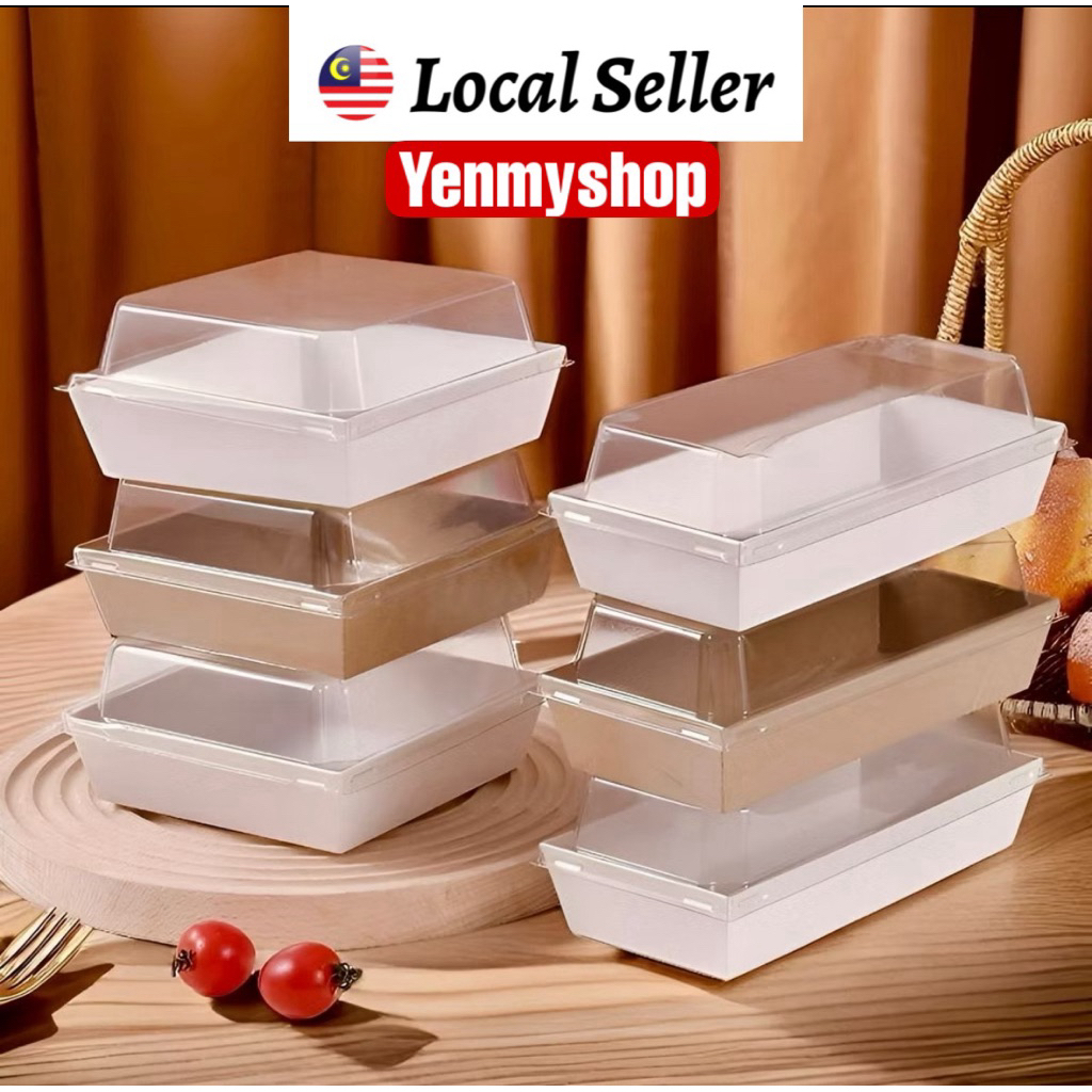 50pcs Square Cake Paper Box Sandwich Boxes Food Packaging Box with Lid ...