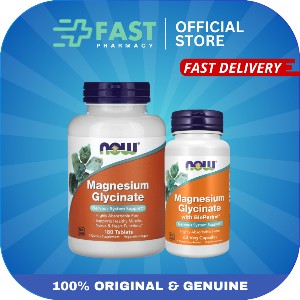 Now Foods Magnesium Glycinate 180 Tablets / Magnesium Glycinate With ...