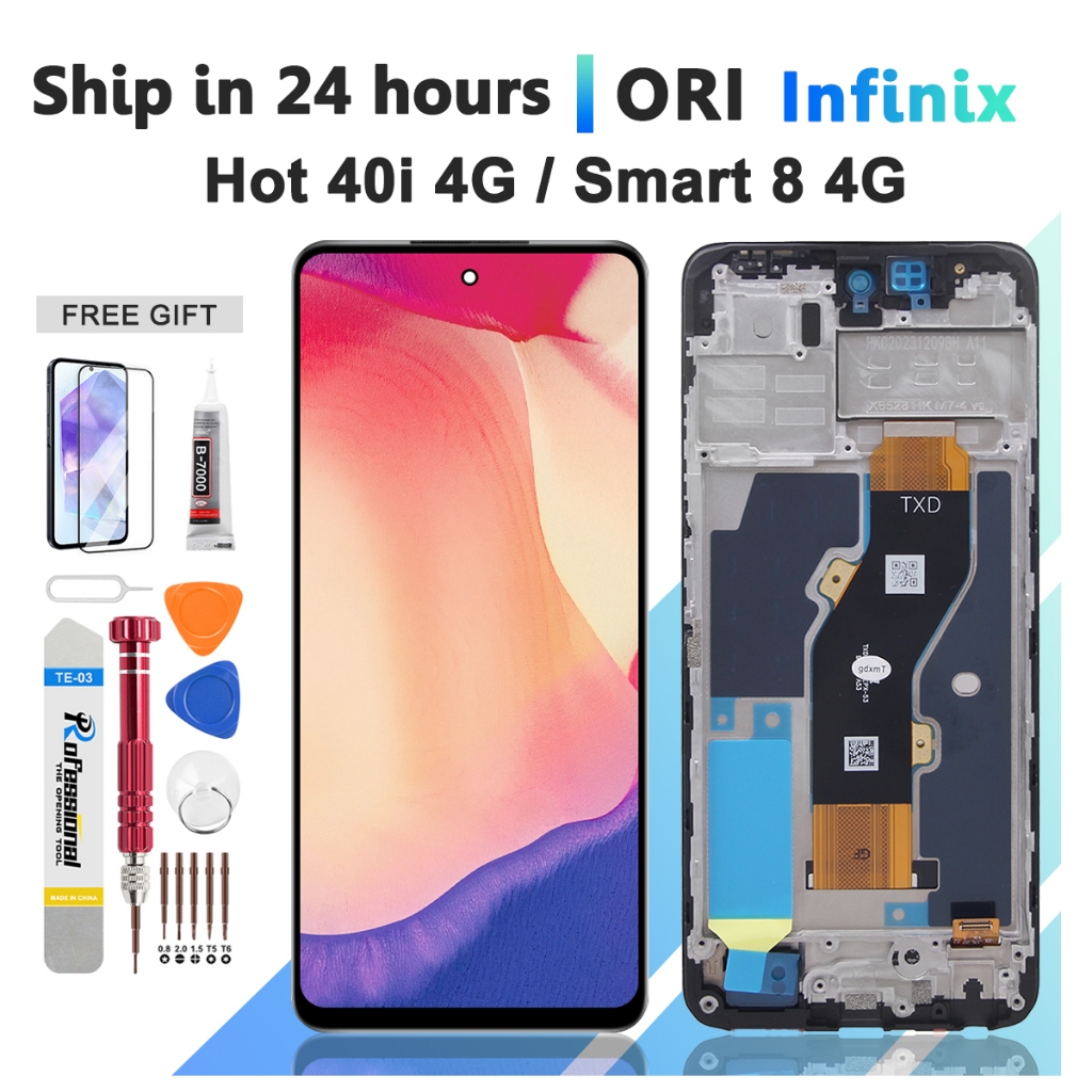 ORIGINAL LCD INFINIX Hot 40i 4G X6528B / Smart 8 4G X6525 Components of ...