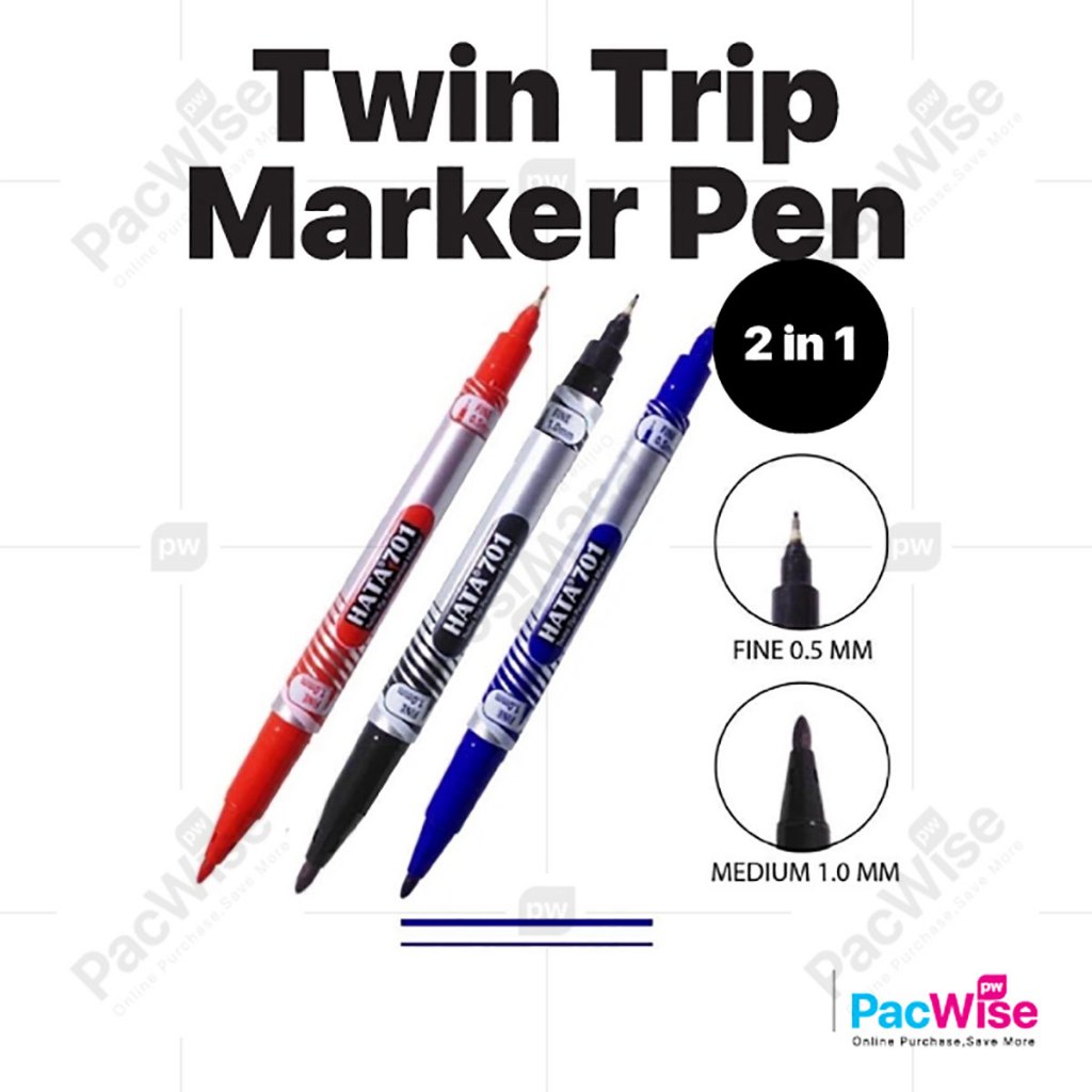 Hata Permanent Marker Pen 701 Twins Trip / Penanda Kekal / Writing ...