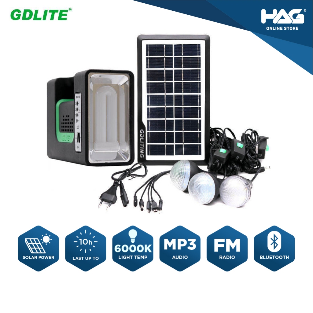 GDLITE GD-10 Solar Light and Music Kit | 3 Blubs, FM Radio, MP3 ...