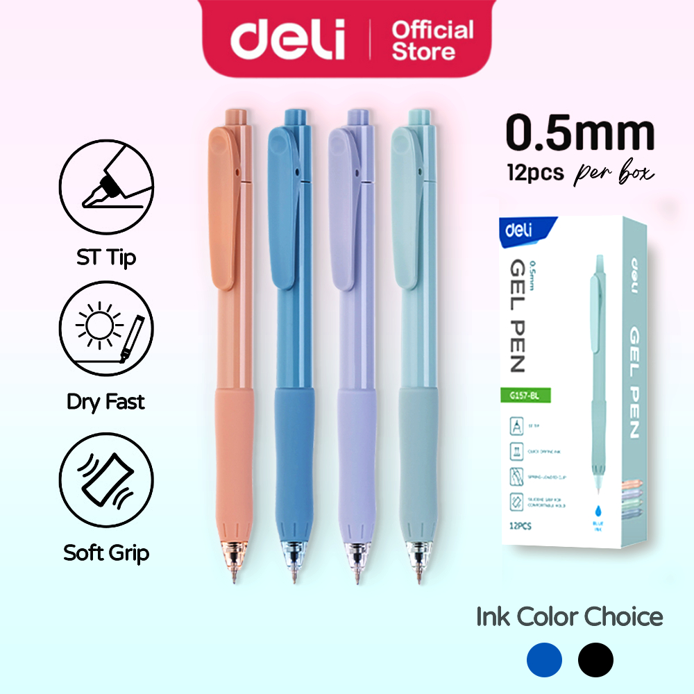 Deli Gel Pen 0.5mm ST Tip Comfort Smooth Writing Office School ...