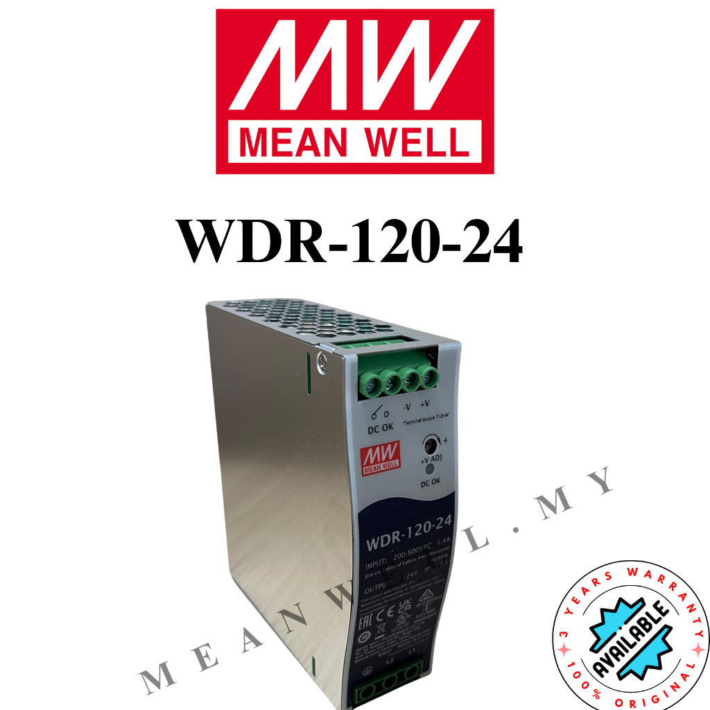 Mean Well WDR-120-24 120W 24V 5A MeanWell Single Output Industrial DIN ...
