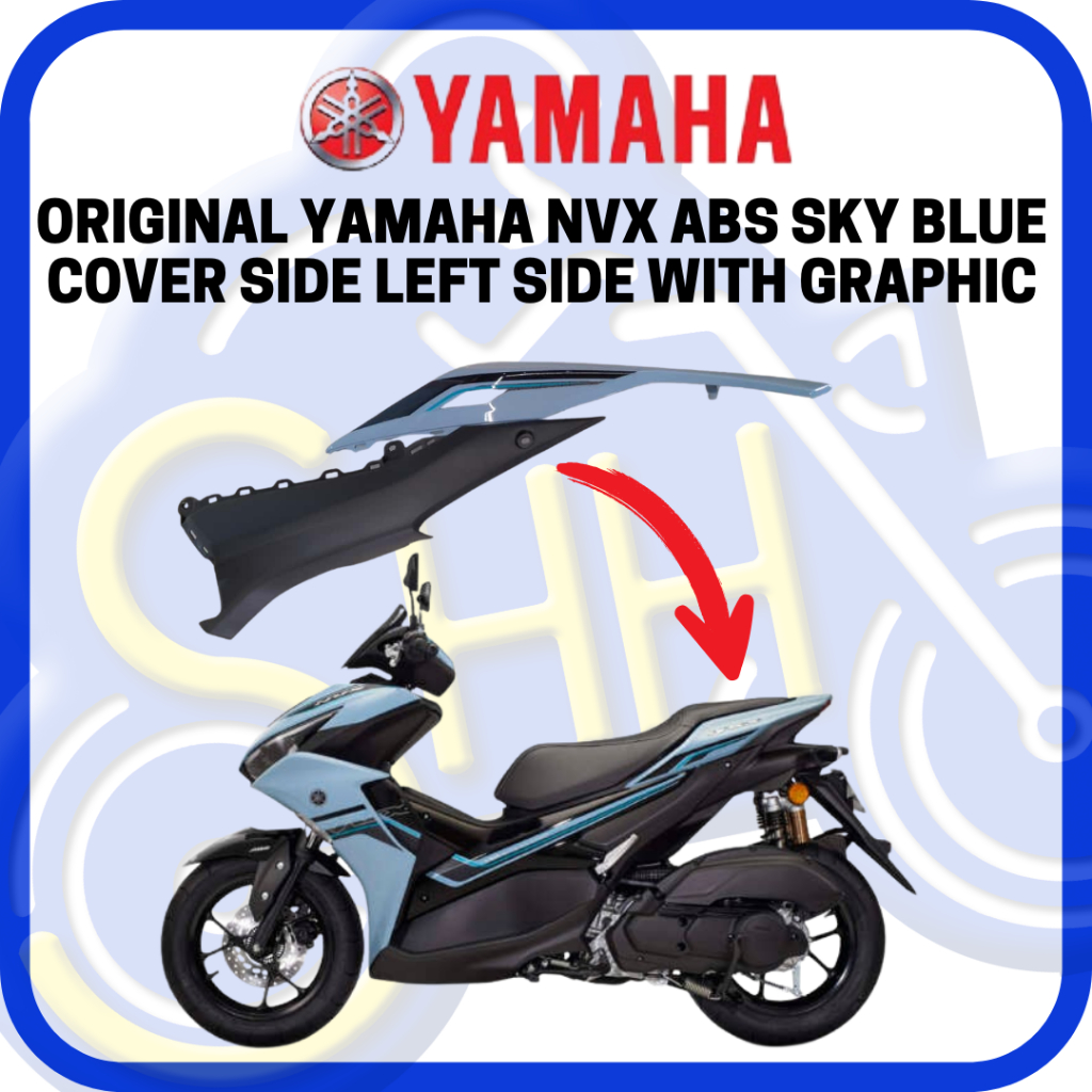 ORIGINAL YAMAHA NVX ABS SKY BLUE COVER SIDE LEFT SIDE WITH GRAPHIC AND ...