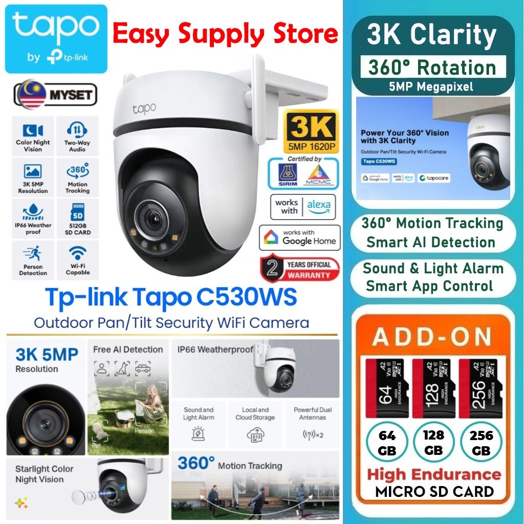 TP-Link Tapo 360° C530WS 3K 5MP Outdoor Pan/Tilt Security Camera IP66 ...