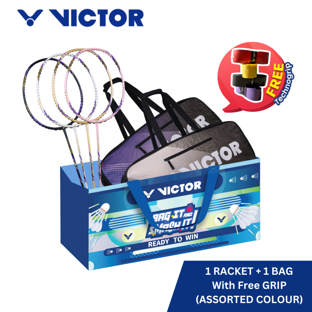 VICTOR Auraspeed 7100 Badminton Racket ARS-7100 BAG IT SMASH IT! Bundle ...