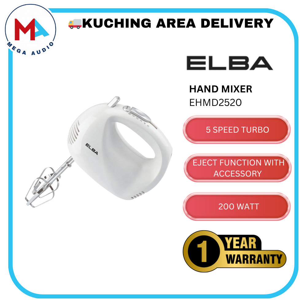 Elba Hand Mixer EHM-D2520(WH) - 5-speeds, Turbo Function, White (200W ...