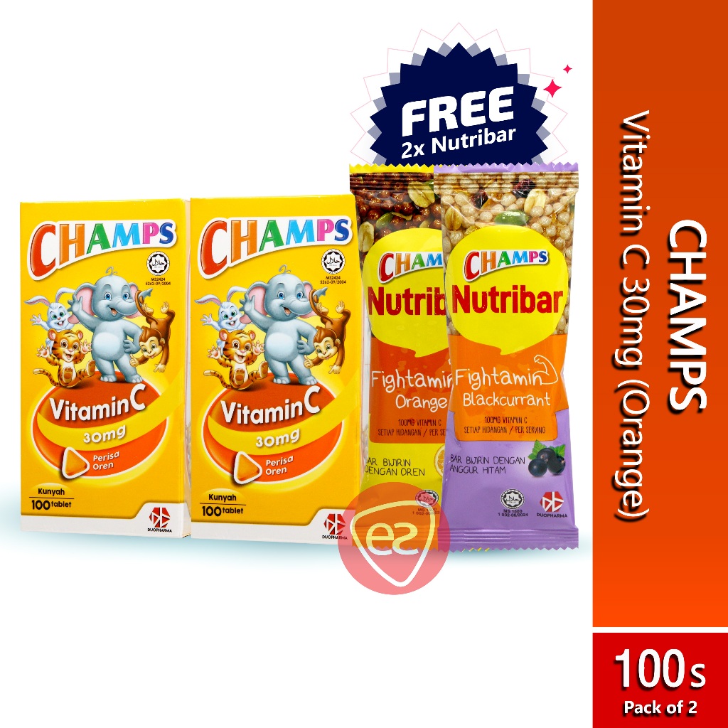 Champs Vitamin C 30mg Chewable Tablet ( 2x 100s ) Orange Twin Pack ...