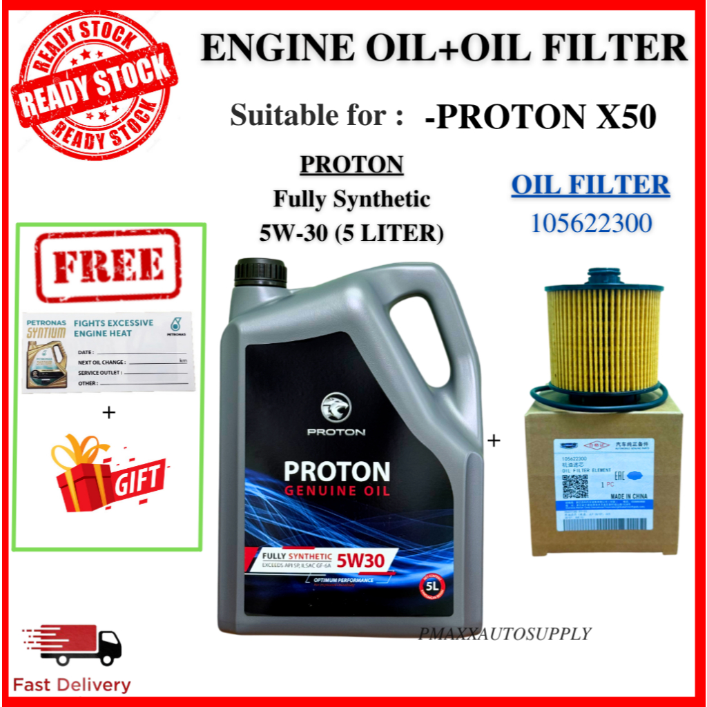 PROTON 5W30 4L/5L FULLY SYNTHETIC ENGINE OIL MINYAK HITAM ENJIN KERATA ...
