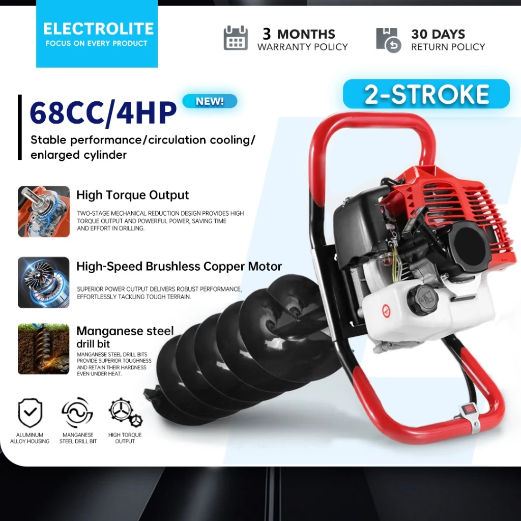 68cc Driller Earth Auger Machine 2-Stroke Mesin Korek Tanah Lubang ...