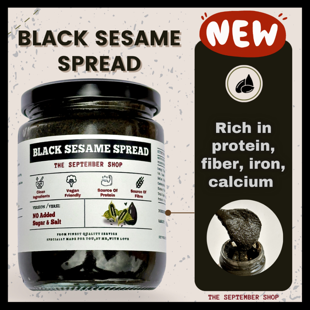 Pure Black Sesame Spread ( No Sugar / Less Sugar and Salt ) Mentega ...